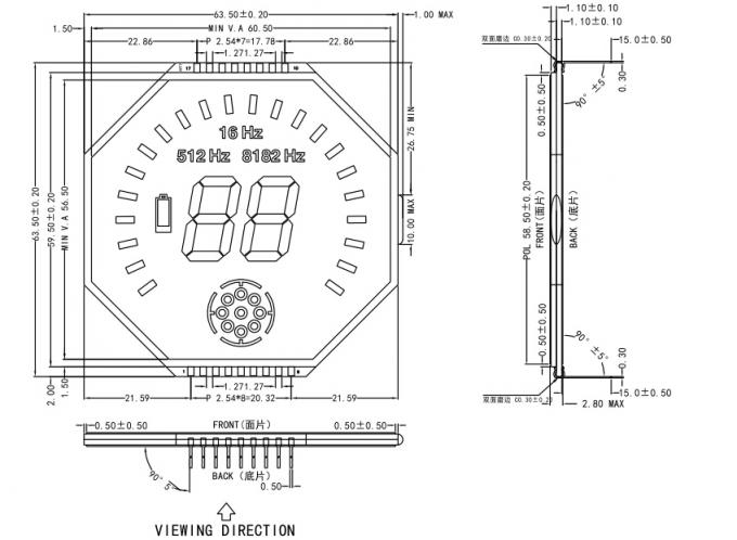 Octagon Shape Custom LCD Display Special Design 3.0V For Industrial Tool