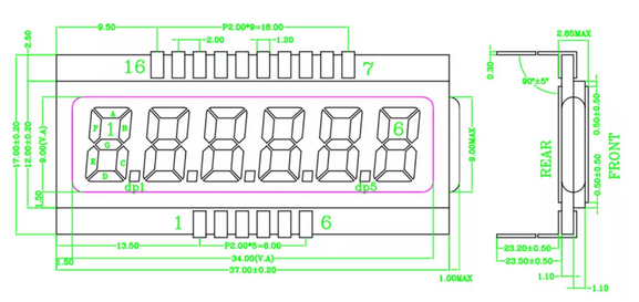 Custom 7 Segment LCD Reflective Display Module / TN Digit LCD Postive ...
