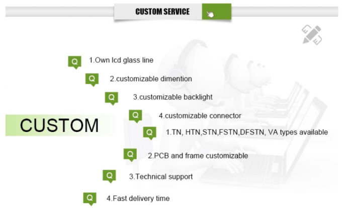 White Color TN LCD Display Custom Numeric LCD Monochrome Display Module